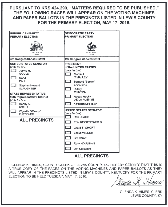Primary Election Sample Ballot The Lewis County Herald Primary Election Sample Ballot The Lewis County Herald