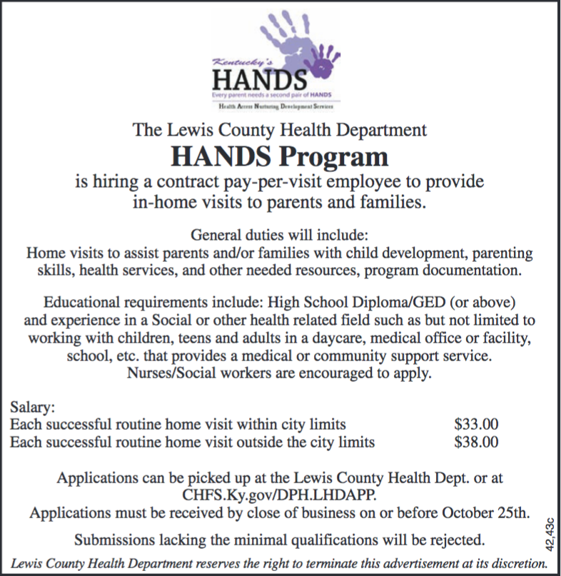 HANDS Program | Lewis County Herald